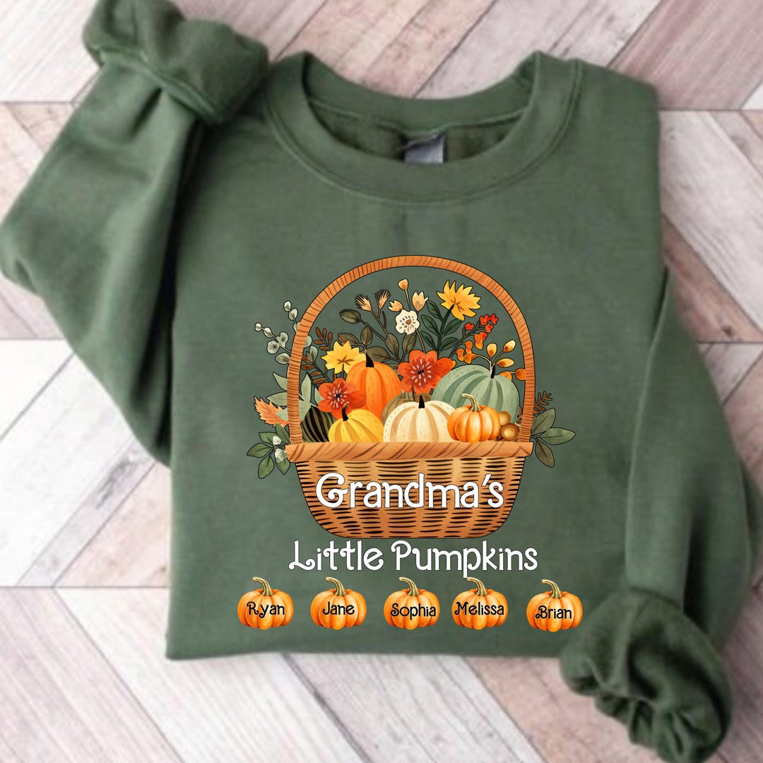 Custom Grandma Little Pumpkin Shirt, Personalized Nickname Mimi Nana ...