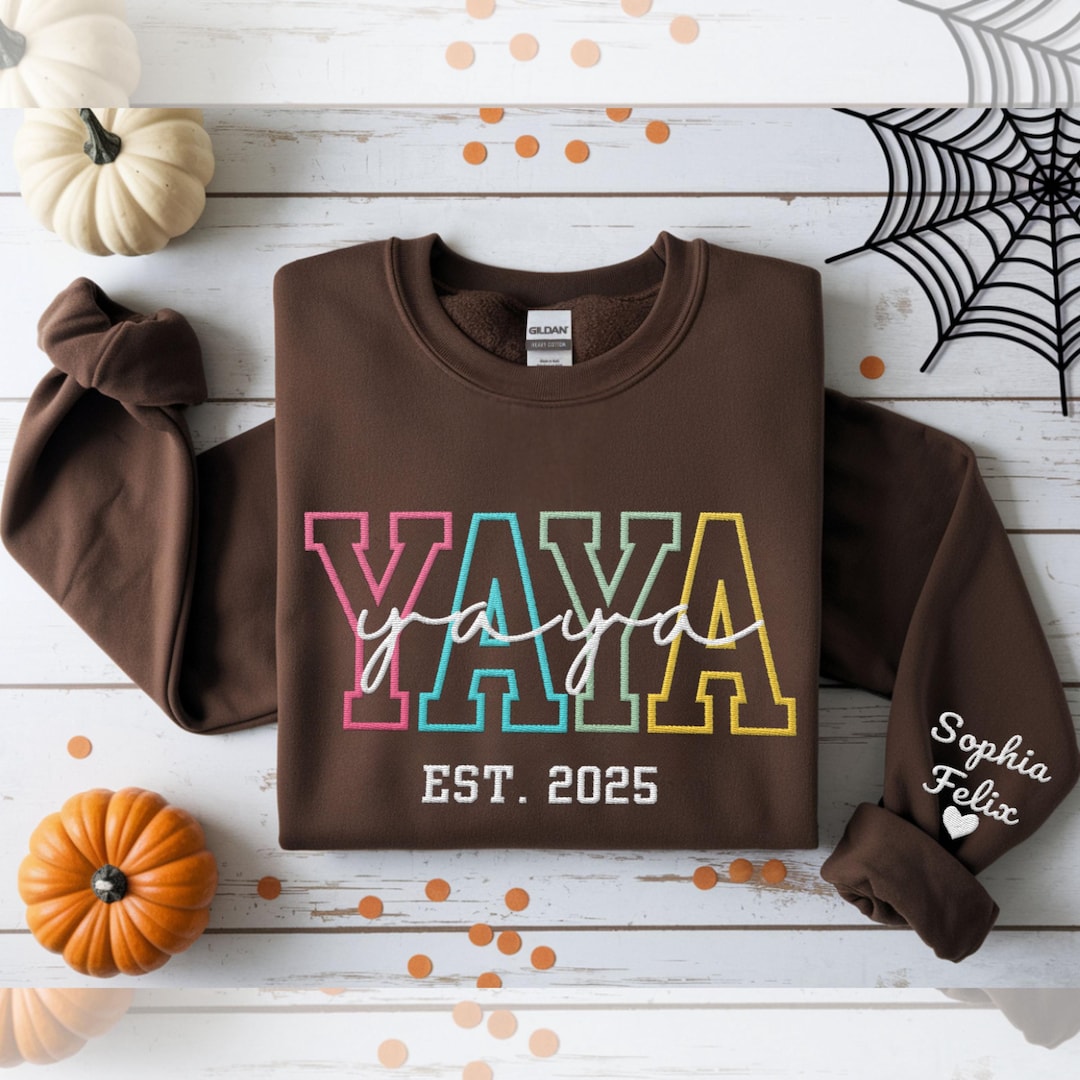 Embroidered Custom Yaya Kids Names Sweatshirt, Grammy Hoodie, Cute Yaya ...
