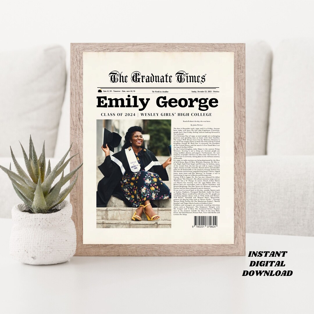 Editable Graduation Newspaper Template Digital File, Graduation Gift ...