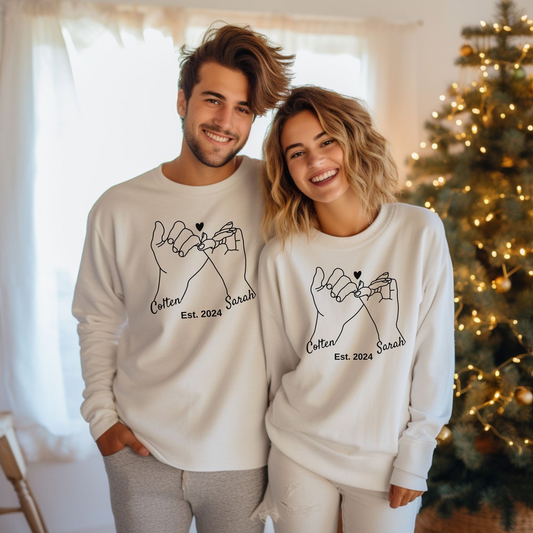 Customized Holding Hand Est Name Shirt,personalized Engagement ...
