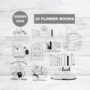 Floral Book SVG, Book Stack Svg, Reading Svg, Book With Flowers Svg ...