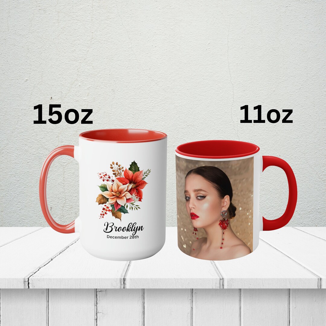 Personalized Birth Month Flower Photo Mug T Custom Birthday Date