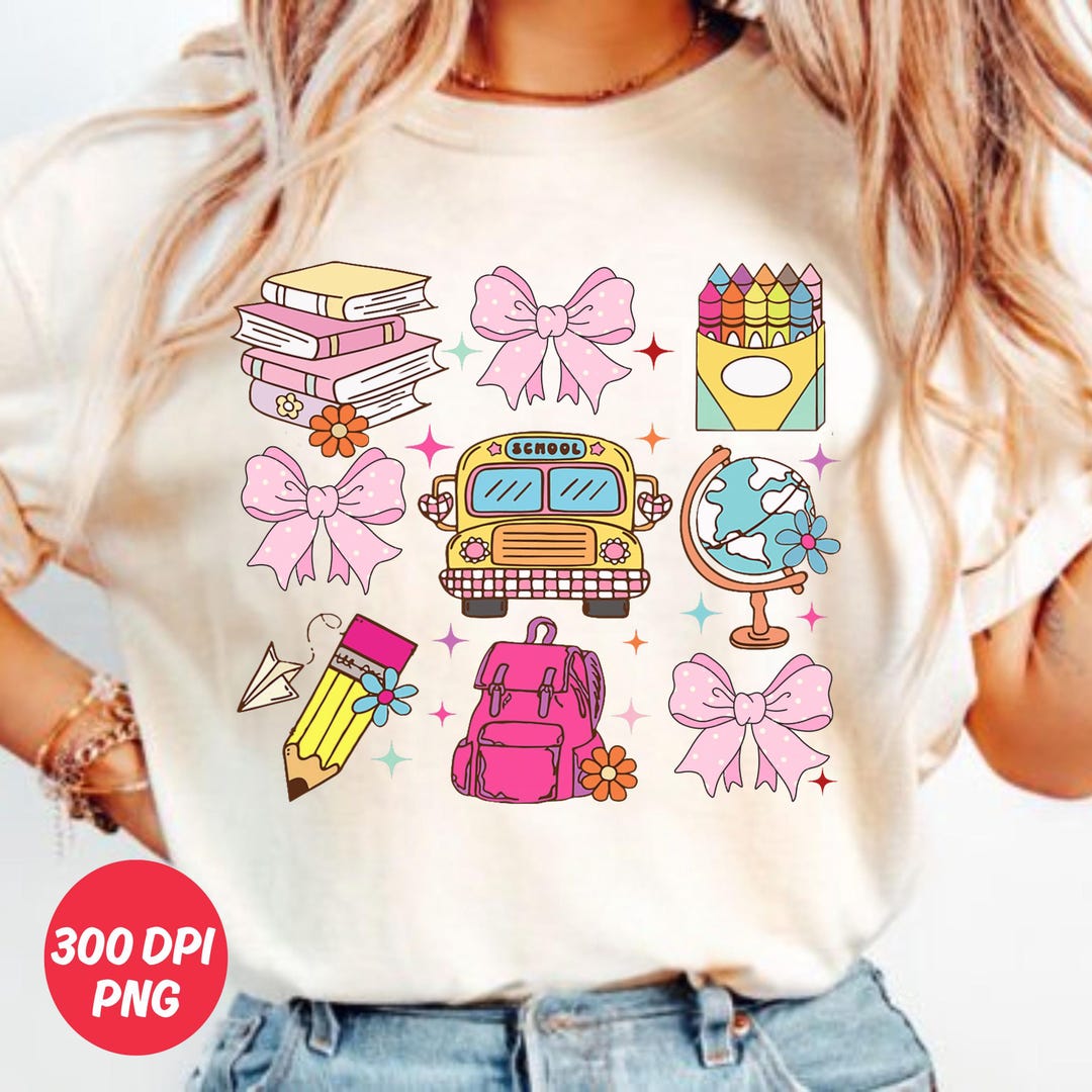 Retro Coquette Back to School PNG, Digital Design Download, First Day ...