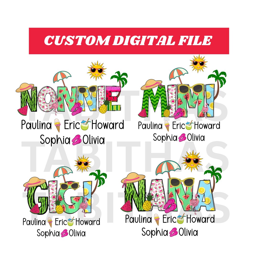 Custom Name Summer Sublimation PNG Designs Downloads,grandma Mimi Nana ...