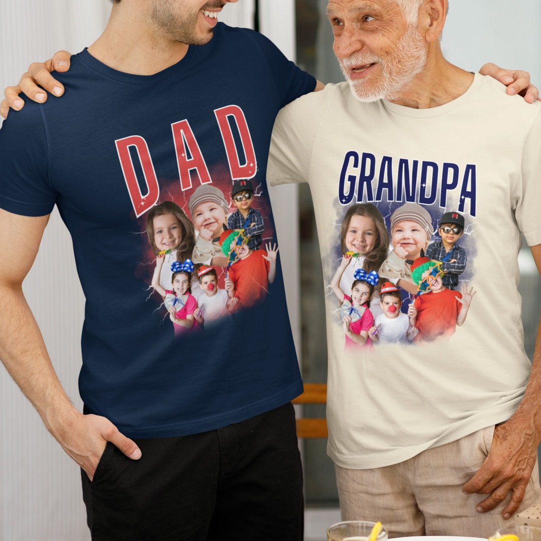 Custom Grandpa Bootleg Rap With Grandkids Photo Tee-shirt, Custom Photo ...