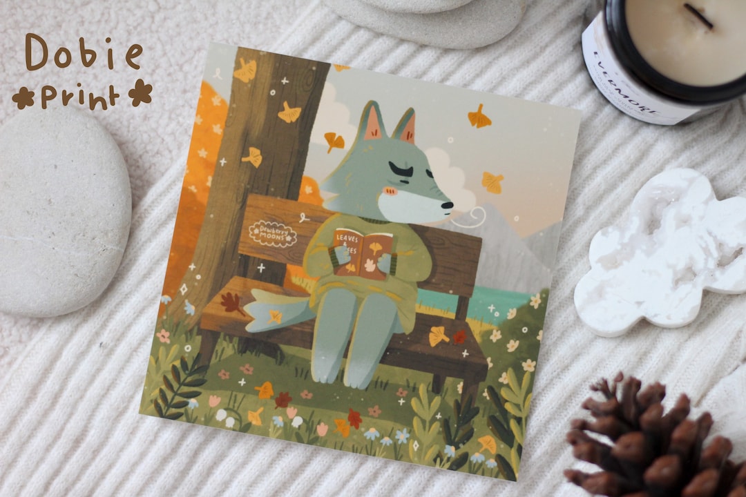 Dobie the Wolf Animal Crossing Square Art Print 14x14cm Printed on High ...