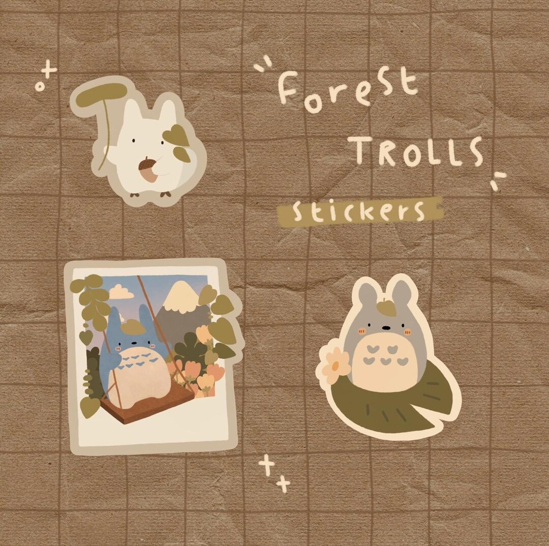 Little Forest Troll Leaf Umbrella Handmade Thick Glossy Laminated Vinyl ...