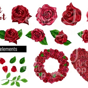 Saint Valentine's Day Roses Clip Art Set, Cute Printable Roses for ...