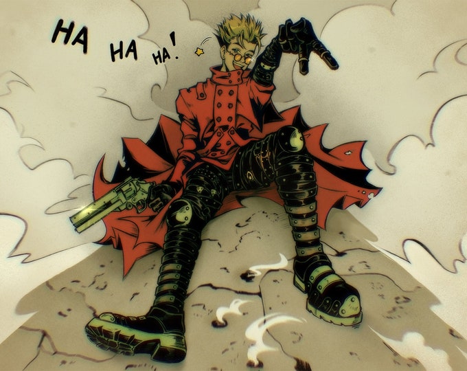 TRIGUN Vash Gyaru Peace Sign Print - Etsy