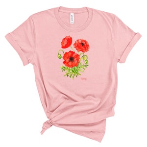 Red Poppy Flower Watercolor Print T-shirt Plant Lover Gift Plant Lady ...