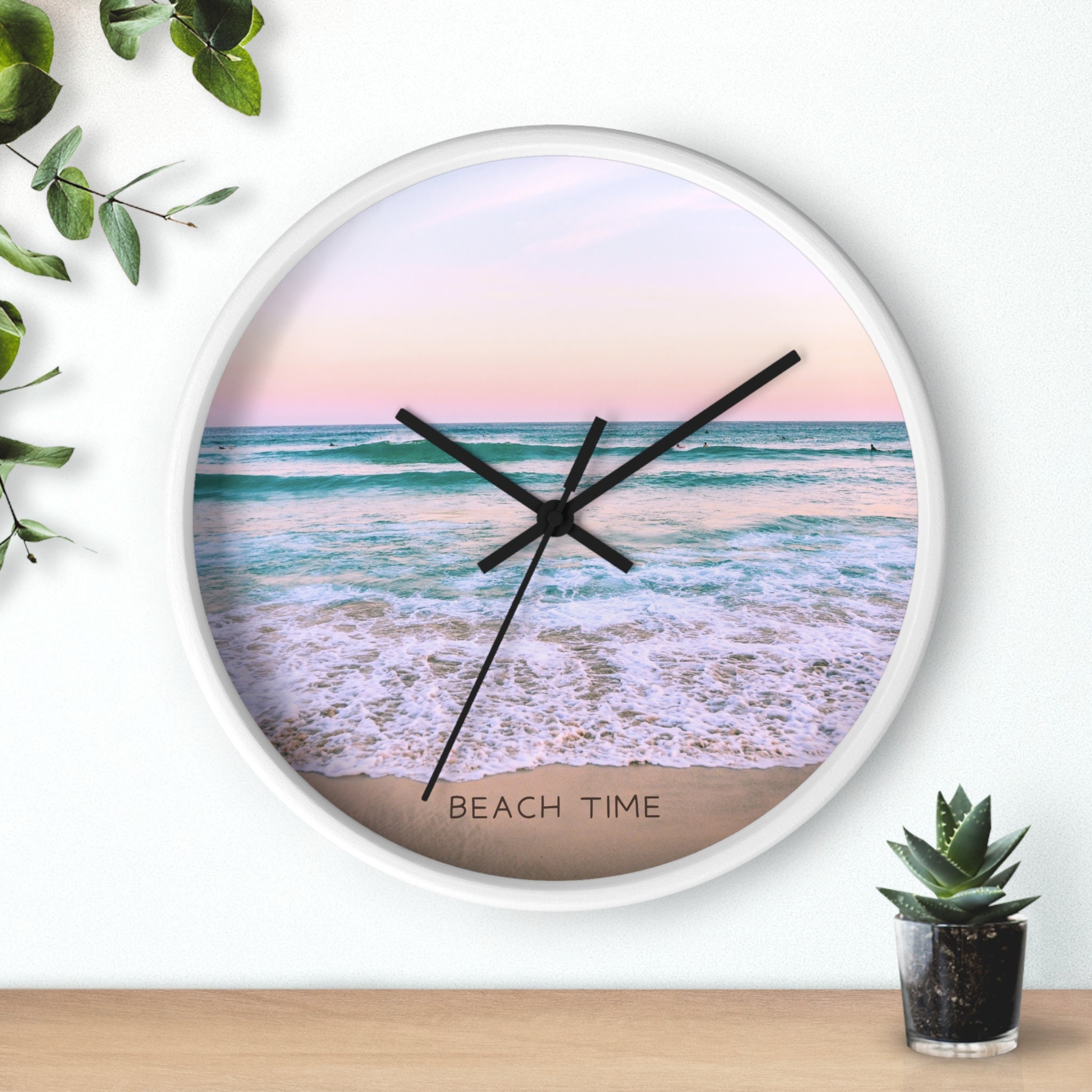 Beach Time Wall Clock With Stunning Sunset Scene, Beach Theme Clock ...