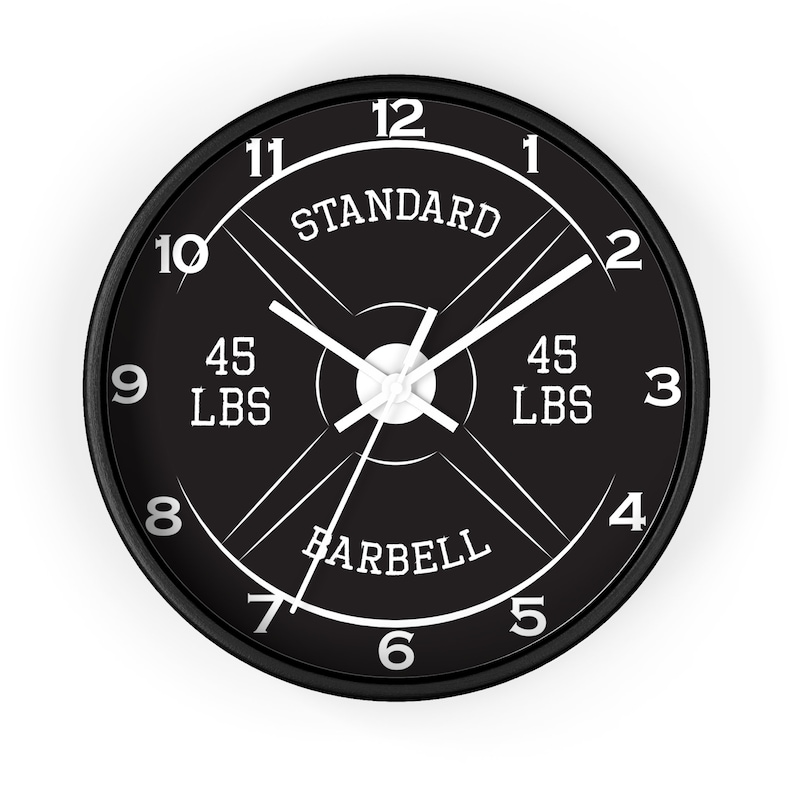 45lb Barbell Gym Clock: Silent Analog Wall Decor 10" Wide With ...