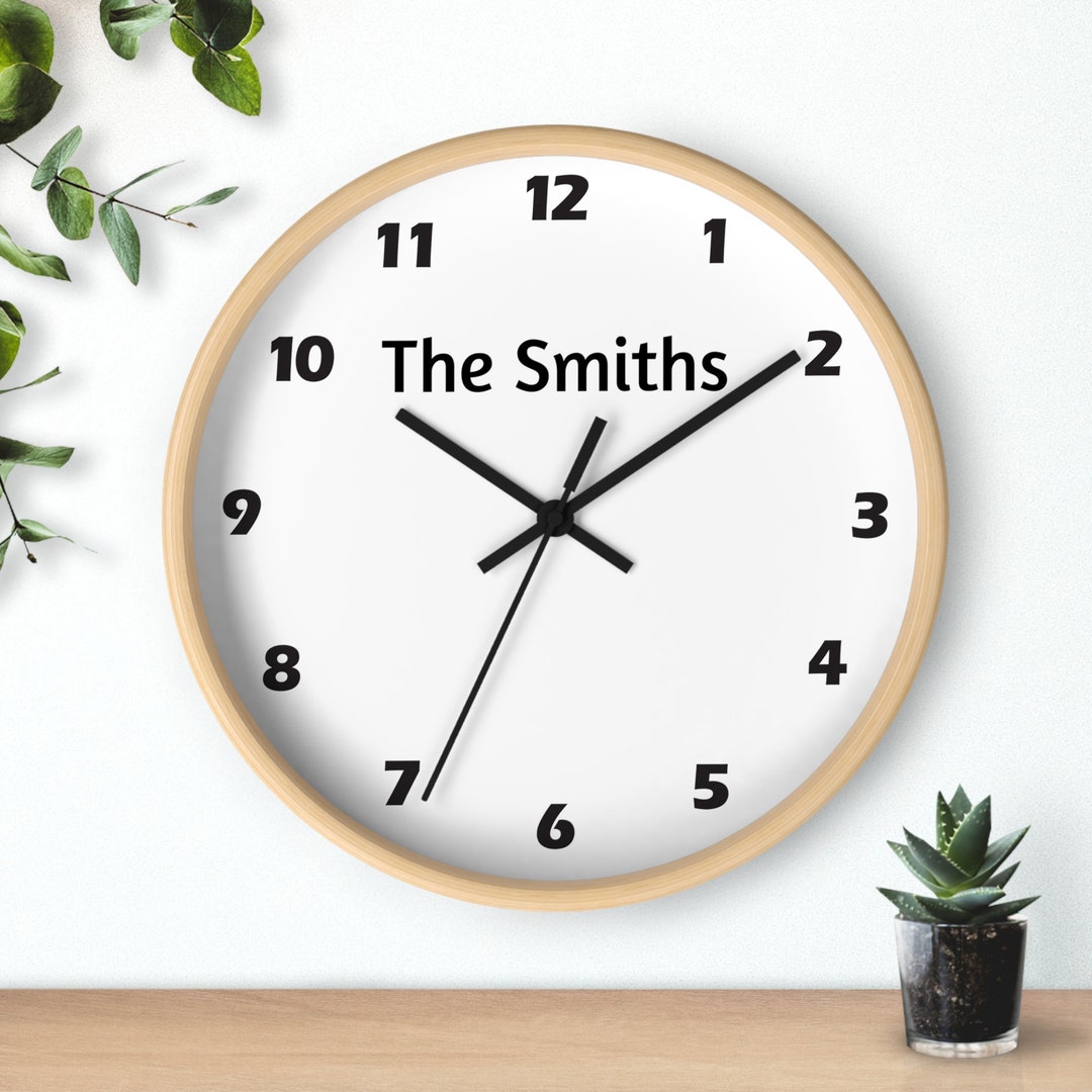 Custom Name Analog Wall Clock Wood Frame Battery Operated - Etsy