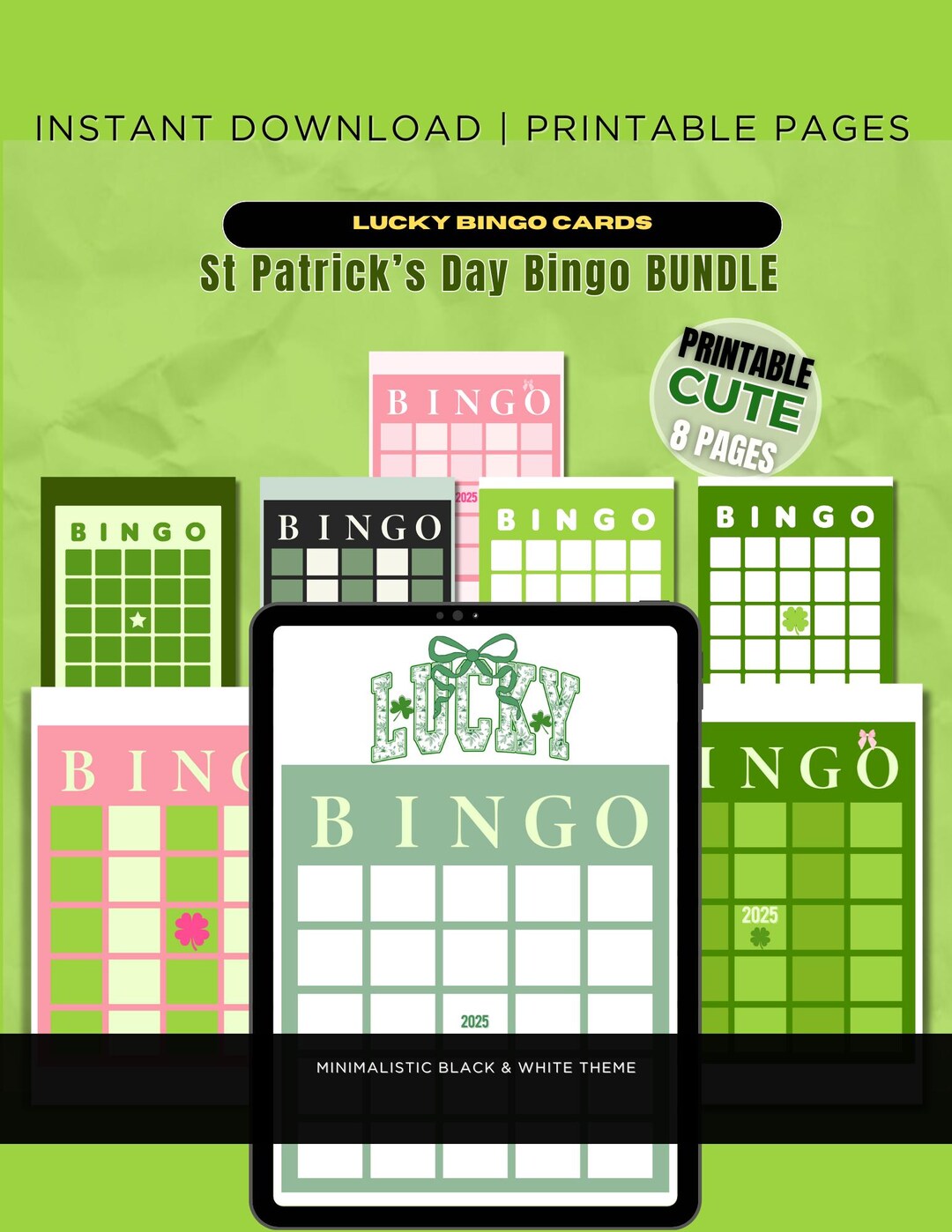 St Patricks Day Bingo, 2025 DIY Bingo Card, Girls Night, 2025 Bingo ...