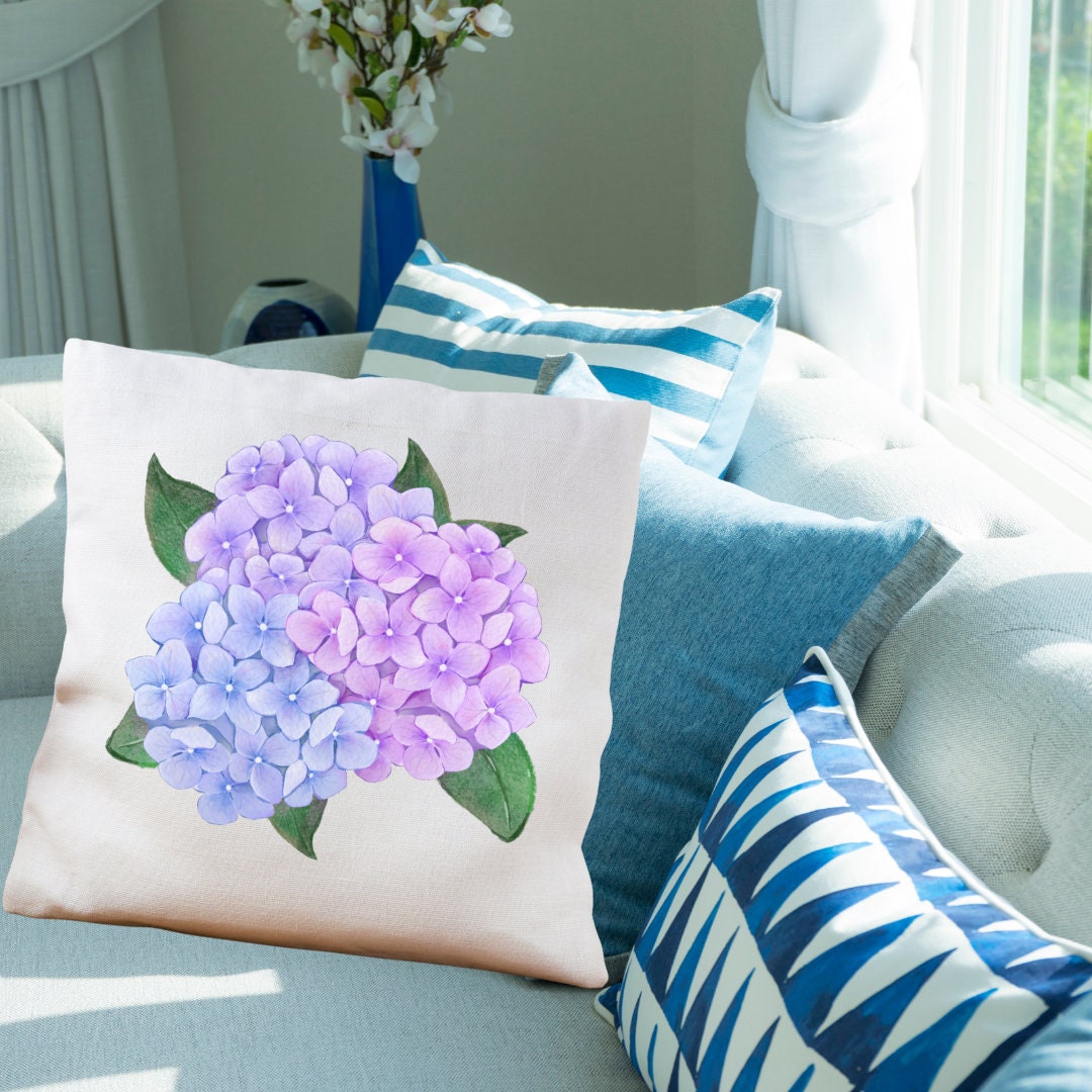 Hydrangea Flower Pillow Floral Decorative Cushion Accent Pillow Soft ...