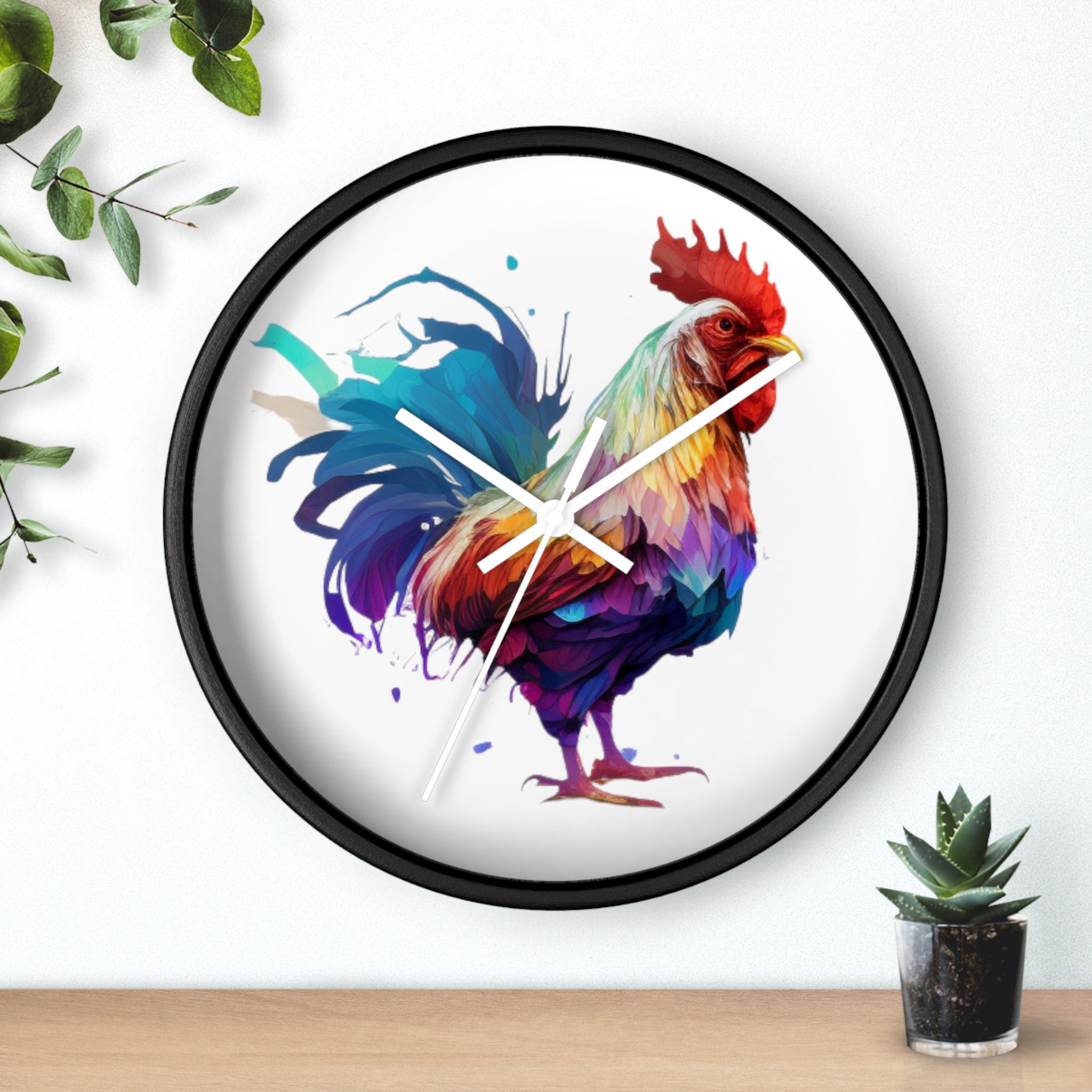 Vibrant Watercolor Chicken Wall Clock Farmhouse Kitchen - Etsy