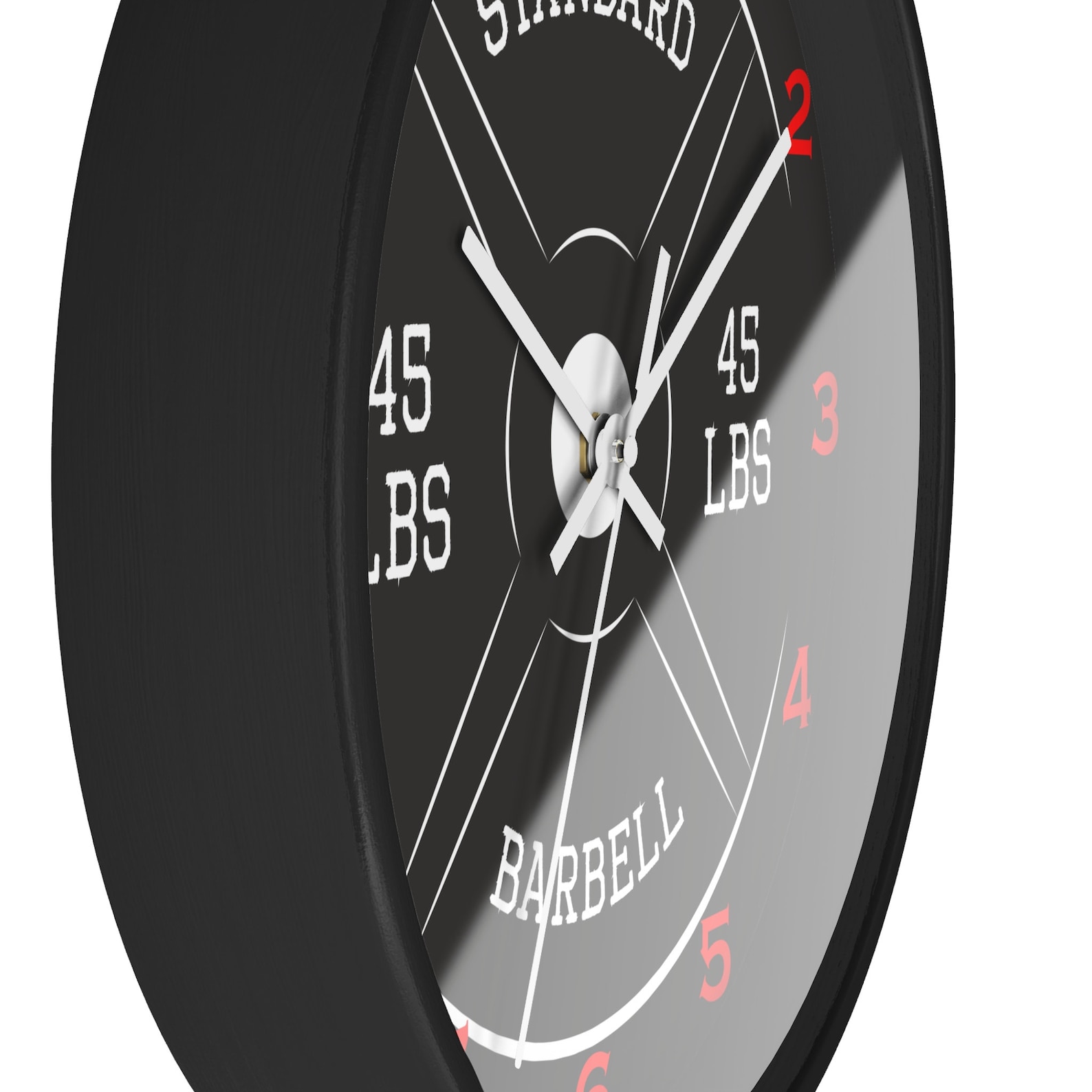 Barbell Wall Clock 45lb Barbell Weight Gym Clock Wall Clock Red Numbers ...