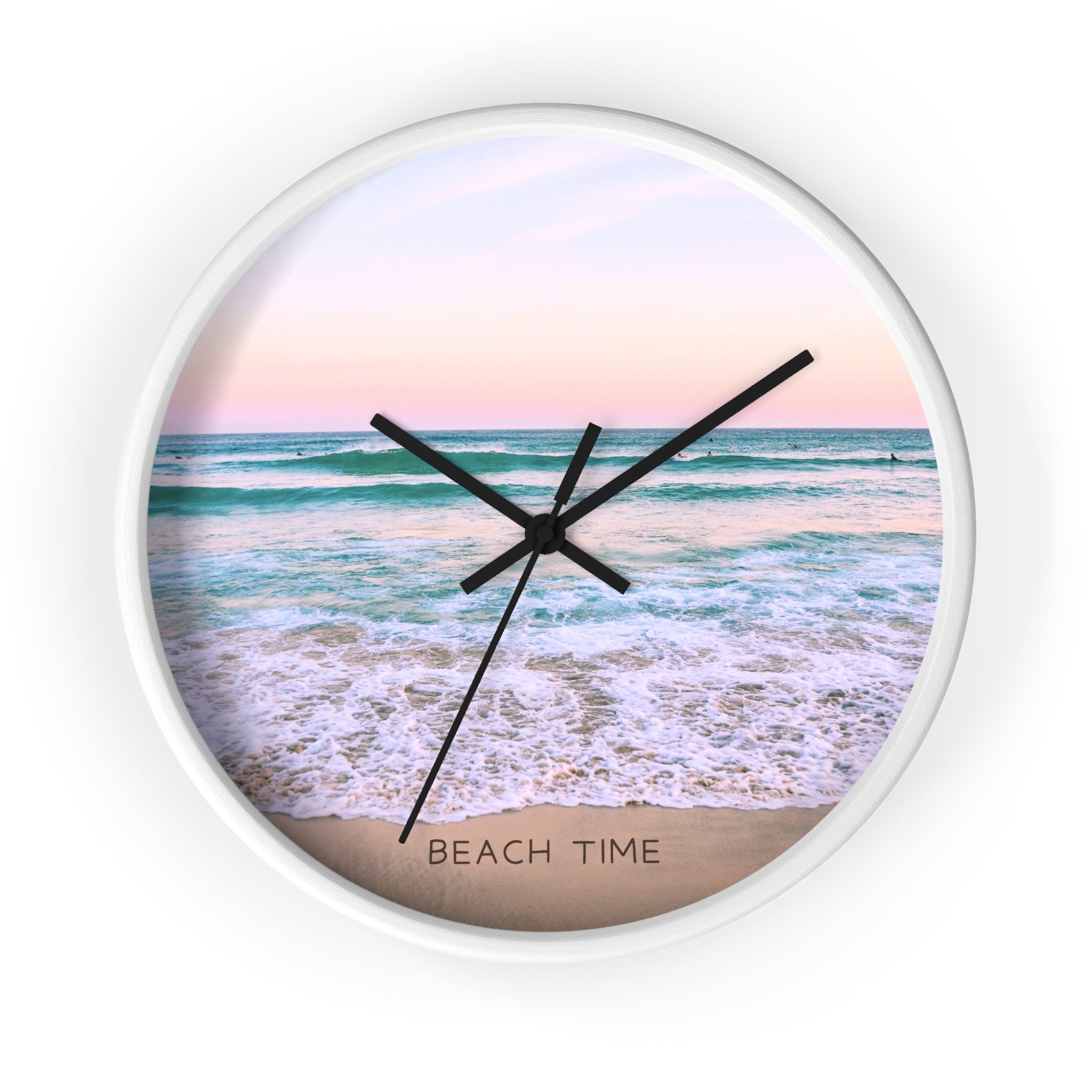 Beach Time Wall Clock With Stunning Sunset Scene, Beach Theme Clock ...