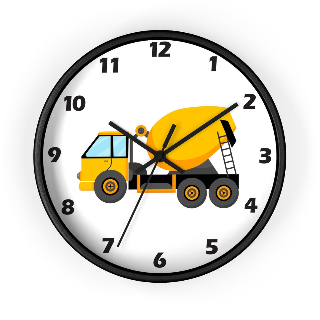 Boy's Room Cement Truck Wall Clock, Construction Vehicle, Baby Boy Gift ...