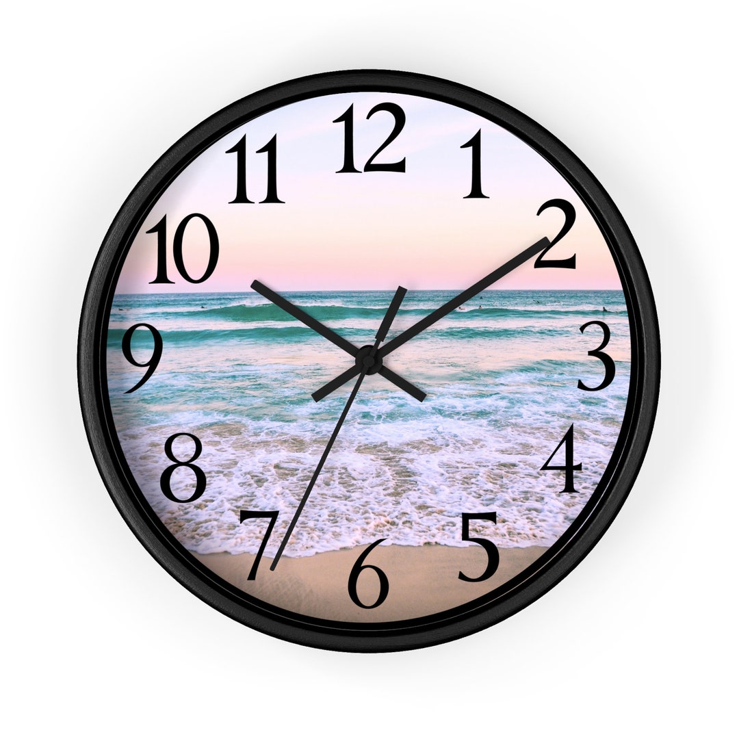 Beach Sunset Wall Clock With Stunning Sunset Scene, Beach Theme Clock ...