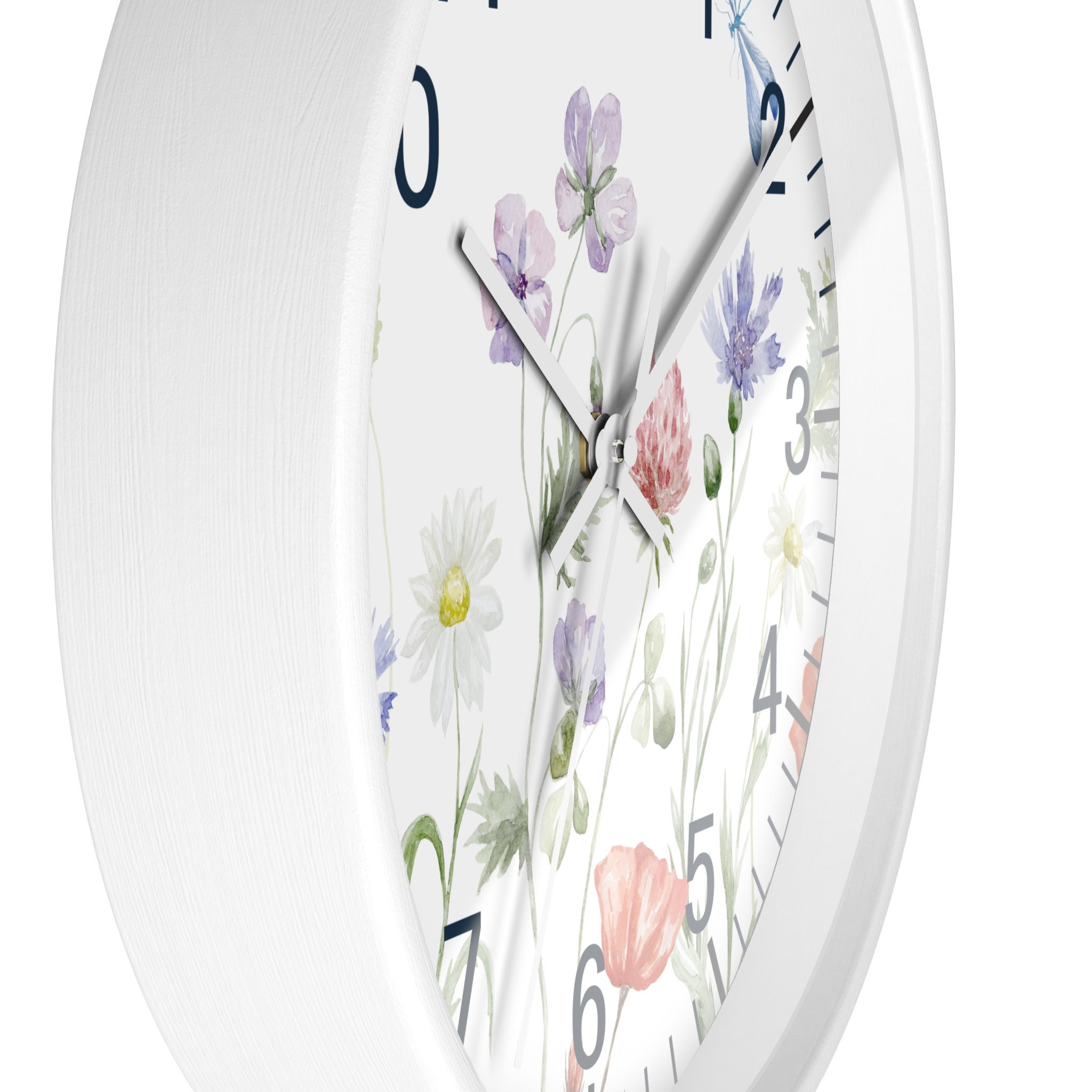 Wildflower Dragonfly Clock: Watercolor Floral Wall Art - Etsy