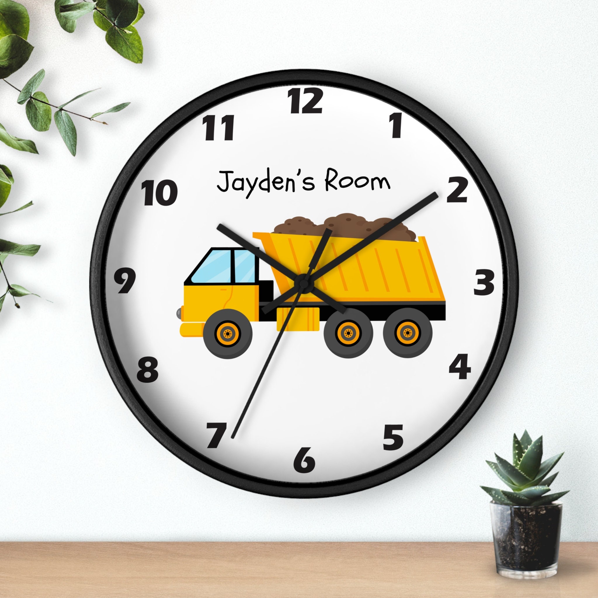 Boy's Room Custom Name Dump Truck Wall Clock, Construction Vehicle Dump ...
