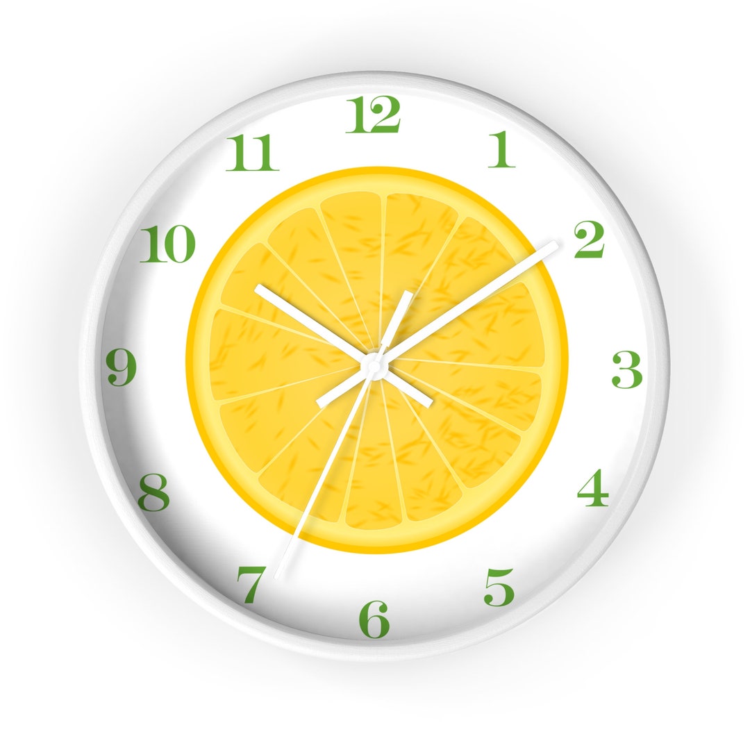 Lemon Slice Wall Clock With Citrus Themed Lemon Decor Great for Kitchen ...