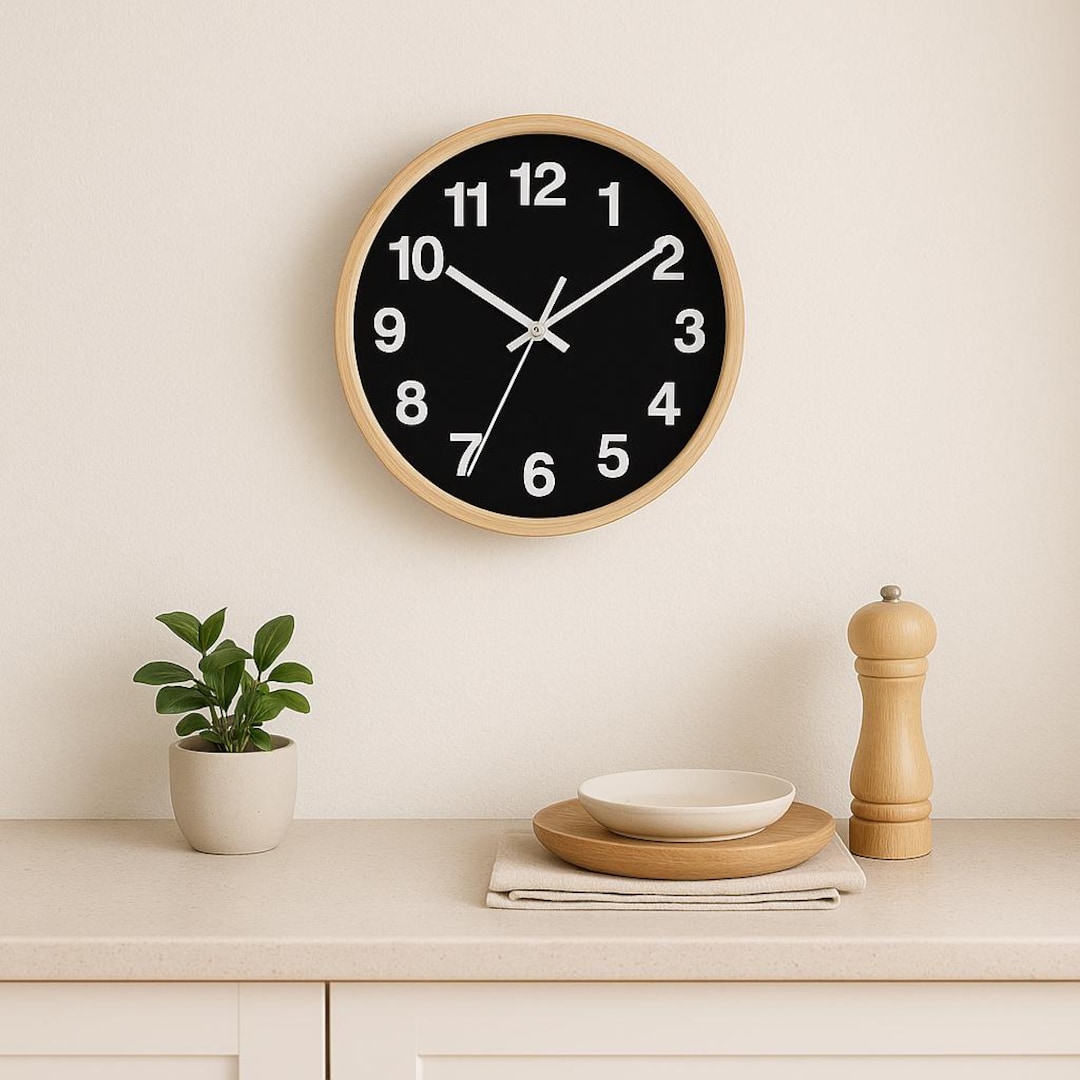 Minimalist Wall Clock: Black & White Silent Movement, Modern Home Decor ...