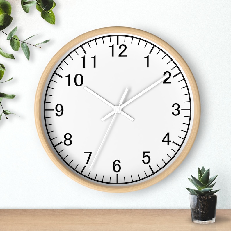 Analog Wall Clock, Wood Frame, Battery Operated With Silent Movement ...