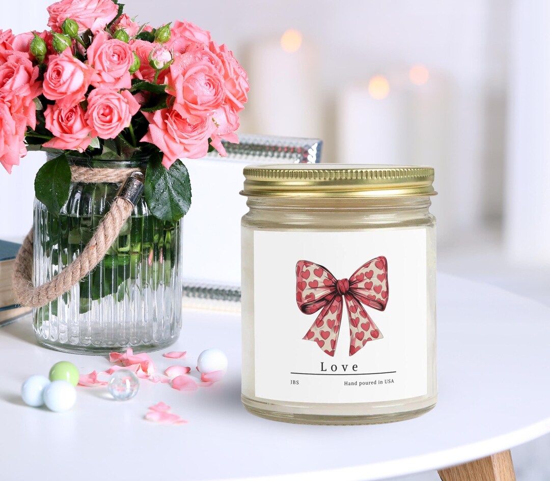 Coquette Bow Valentines Day Candle Scented Candles Coconut Apricot Wax ...