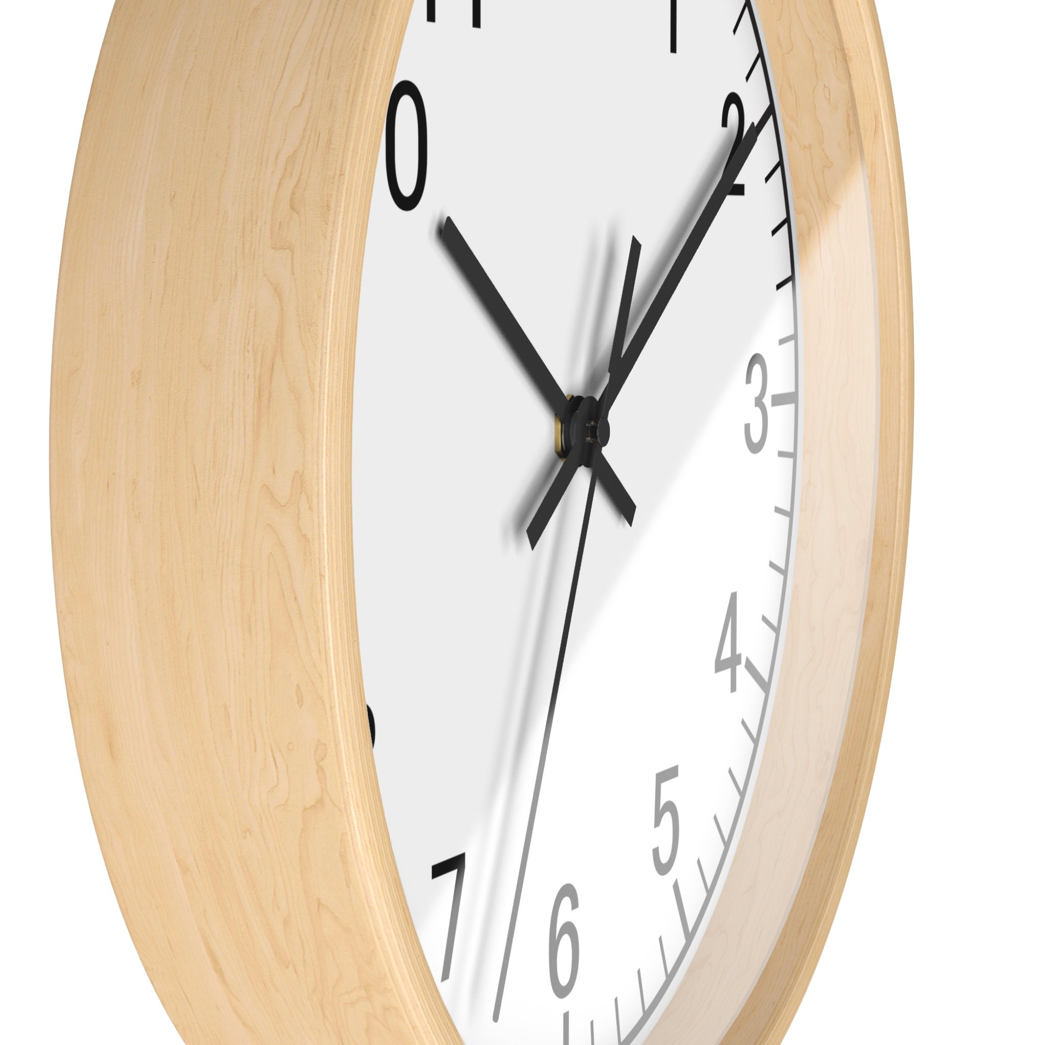 Analog Wall Clock, Wood Frame, Battery Operated With Silent Movement ...