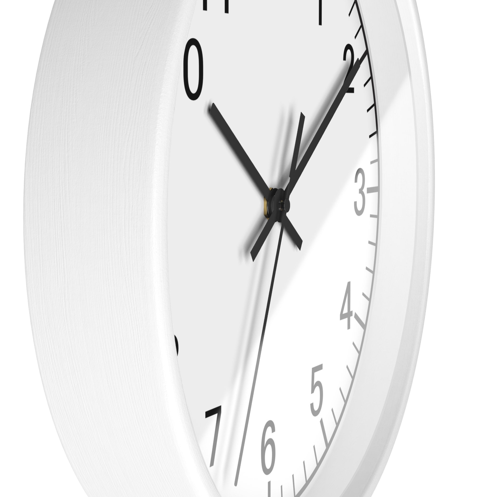 White Analog Wall Clock, Wood Frame, Battery Operated With Silent ...