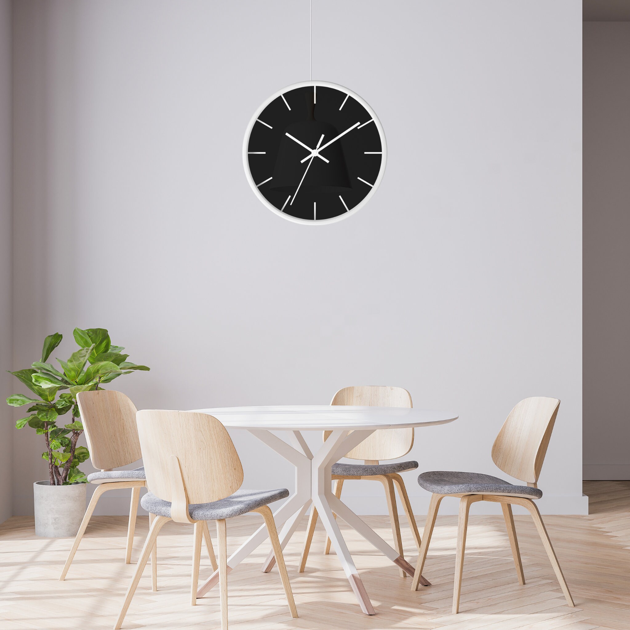Black and White Analog Wall Clock Minimalist Style Battery Operated ...