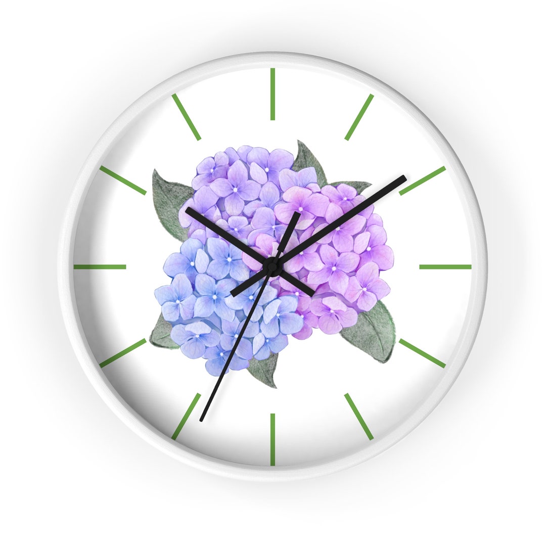 Hydrangea Flower Wall Clock for Mother's Day, Floral Decorative Clock ...