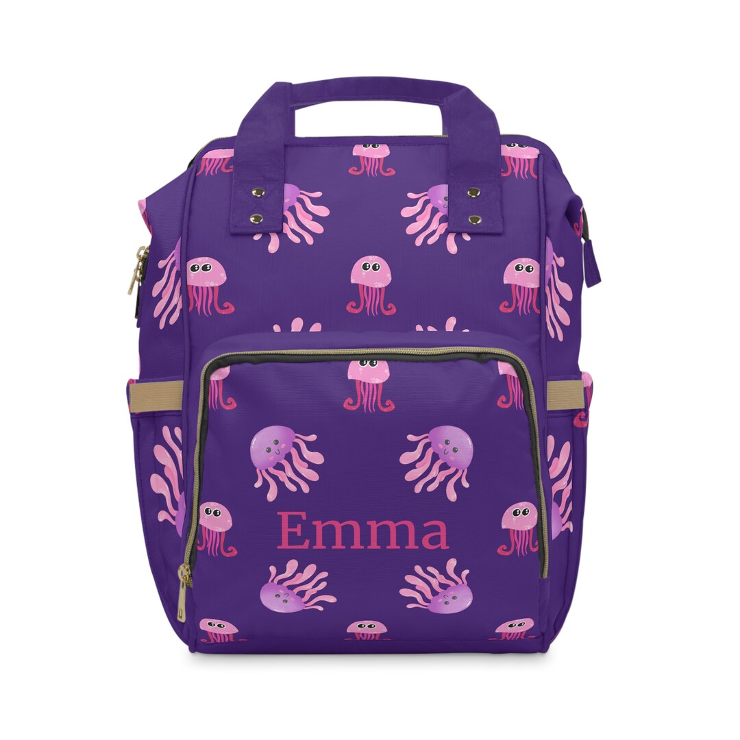 Personalized Girl Diaper Bag Purple Jellyfish Backpack, Diaper Backpack ...