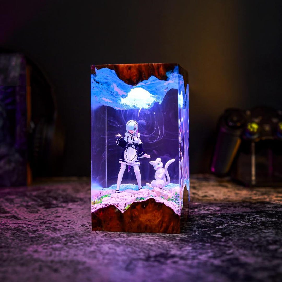 Rem Re:zero Anime Night Light, Waifu Collectible Resin Art Lamp, Desk ...
