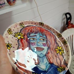 Ceramic Plate With Abstract Woman Portrait – Food Safe Pottery, Wall ...