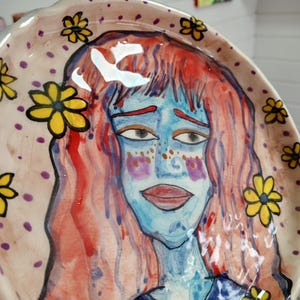 Ceramic Plate With Abstract Woman Portrait – Food Safe Pottery, Wall ...