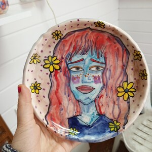 Ceramic Plate With Abstract Woman Portrait – Food Safe Pottery, Wall ...