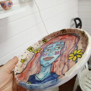 Ceramic Plate With Abstract Woman Portrait – Food Safe Pottery, Wall ...