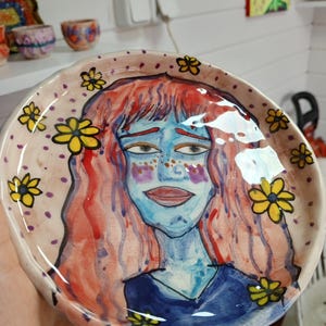 Ceramic Plate With Abstract Woman Portrait – Food Safe Pottery, Wall ...