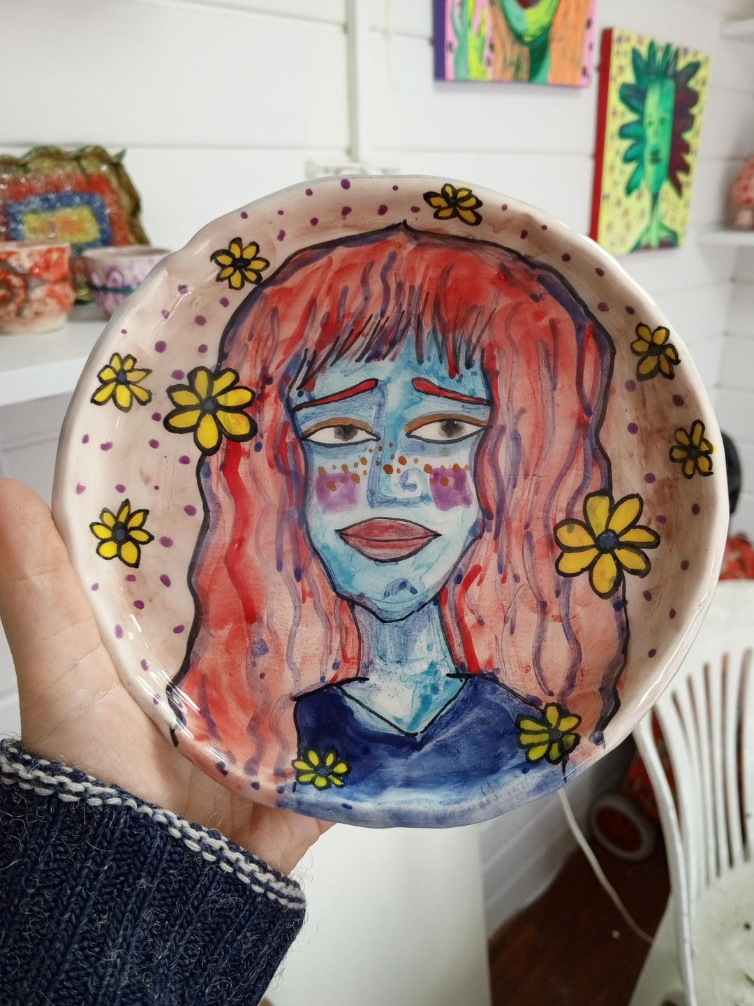 Ceramic Plate With Abstract Woman Portrait – Food Safe Pottery, Wall ...