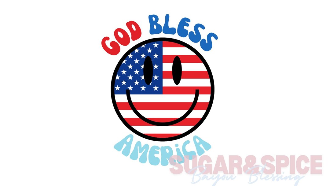 God Bless America, Smiley Face, PNG/SVG - Etsy