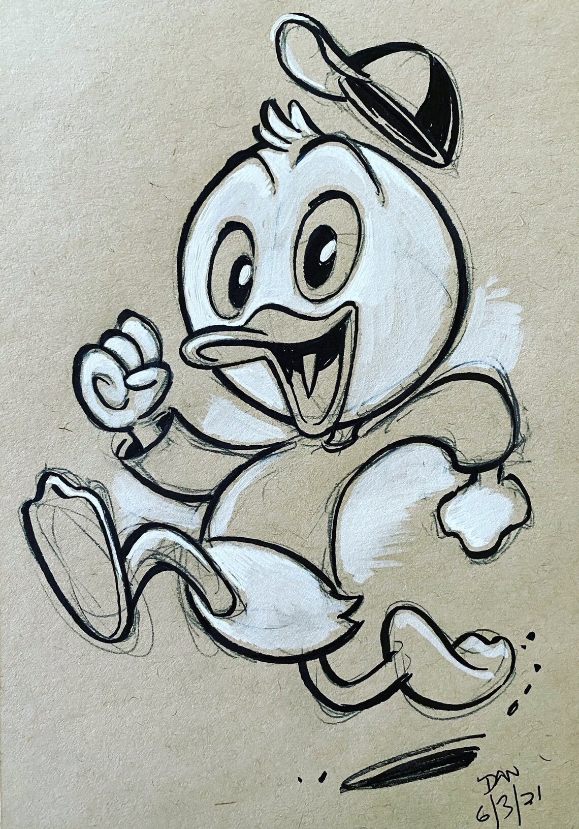 Dewey Duck Original Pen and Ink Sketch - Etsy