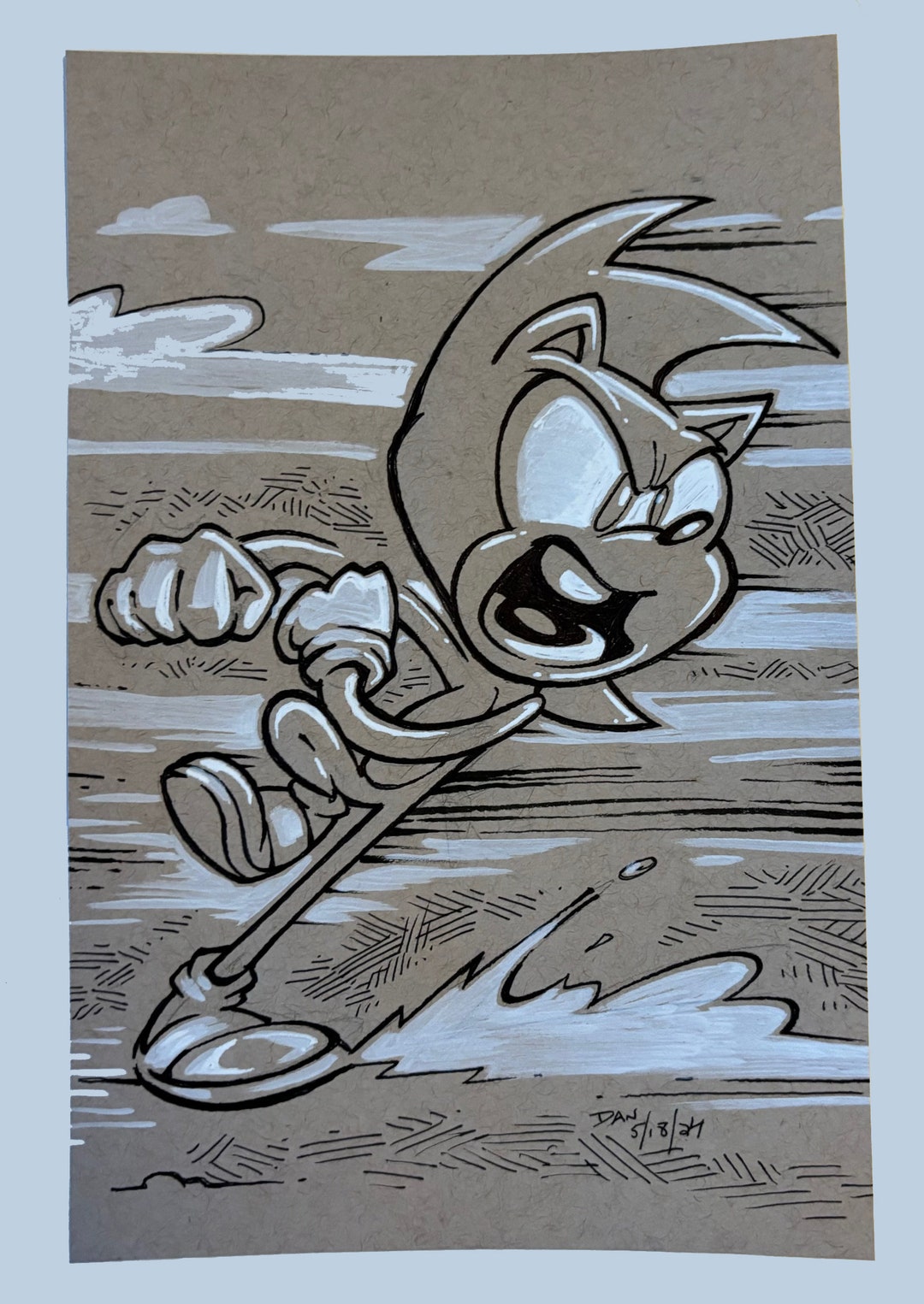 Sonic at Full Speed! Original Pen and Ink Sketch - Etsy
