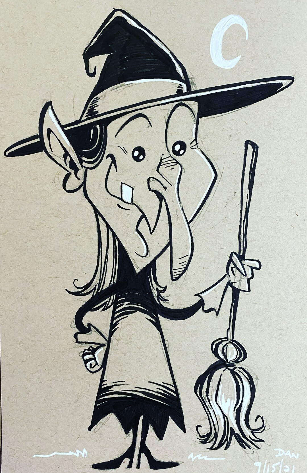 Witch- Original Pen and Ink Sketch - Etsy