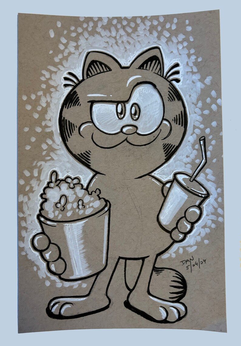 Garfield Original Pen and Ink Sketch - Etsy