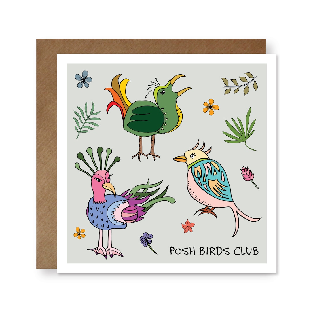 Friend Birthday Card, Birthday Card, Posh Birds Club, Posh Girl Card ...