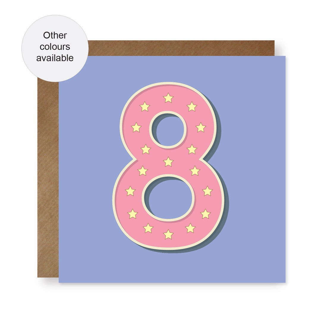 8th Birthday Card in Striking Pink & Purple Colours, 8 Today 8th ...