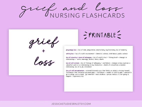 GRIEF LOSS Printable Flashcards Psych Nursing School - Etsy